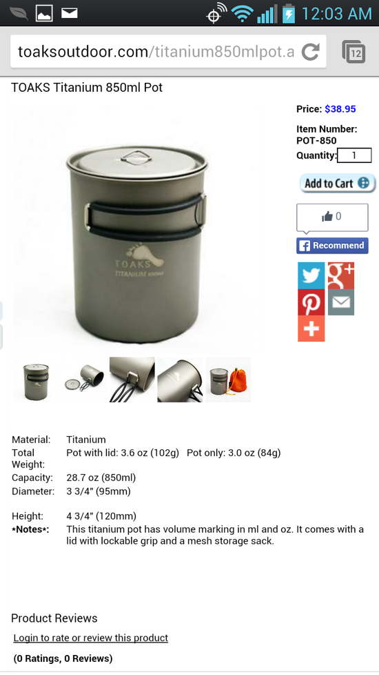 toaks pots - Backpacking Light