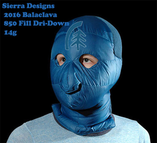 NEW! Sierra Designs DriDown Balaclava - Backpacking Light